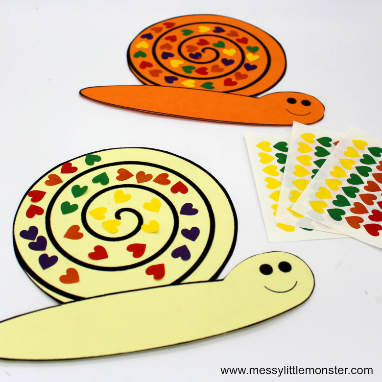 Snail Sticker Craft - FREE printable snail to cover with stickers ...