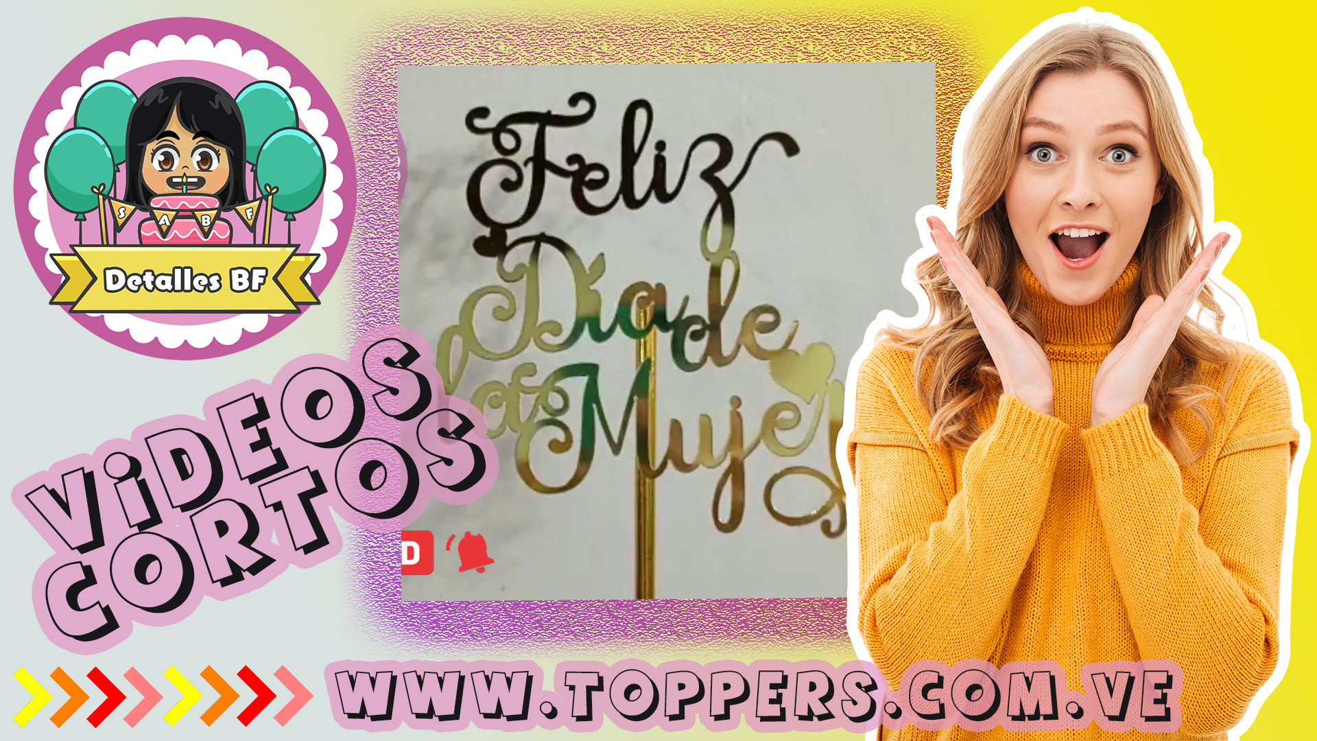 Cake Topper Motivo: Feliz Día de la Mujer - Mis Toppers Tus Toppers