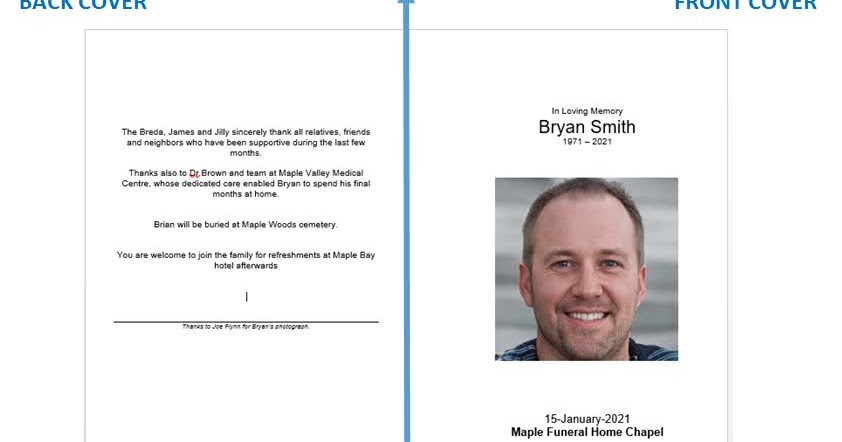 Songs for Funerals: Funeral or wake programme booklet template