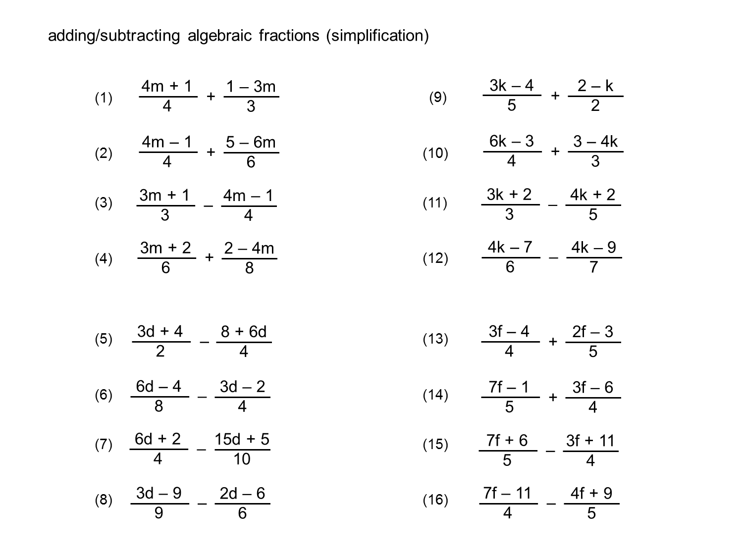 MEDIAN Don Steward mathematics teaching: algebraic fractions MEDIAN Don Steward mathematics teaching: algebraic fractions