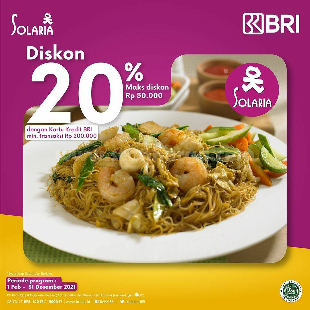 SOLARIA Promo DISKON 20% dengan Kartu Kredit BRI | scanharga