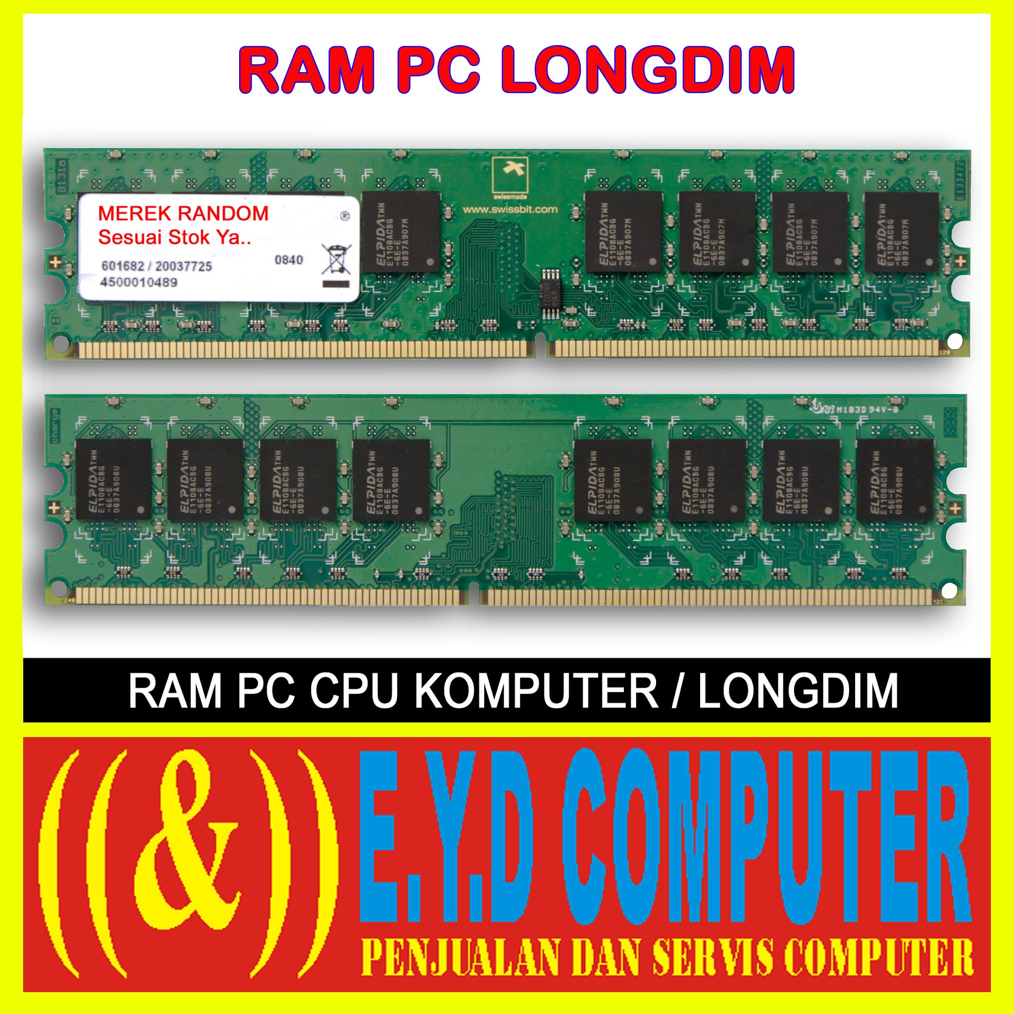 RAM PC KOMPUTER 1 GB DDR 2 LONGDIM MEMORI 1GB DDR2 MEMORY UNTUK CPU ...