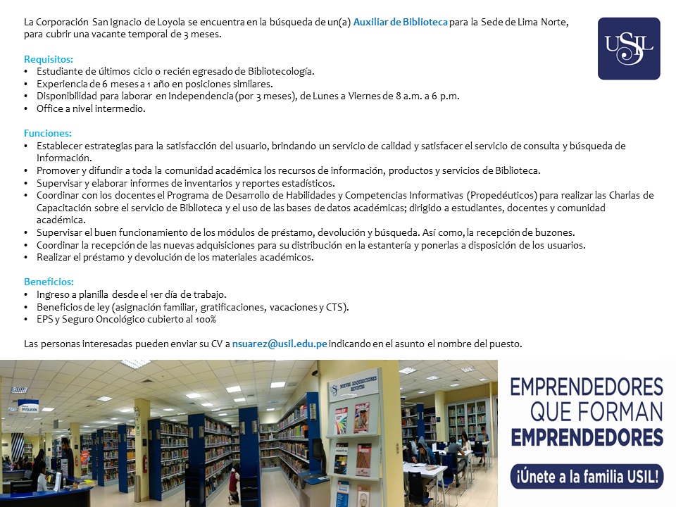 USIL ~ ESCUELA PROFESIONAL DE BIBLIOTECOLOGÍA Y CIENCIAS DE LA ...