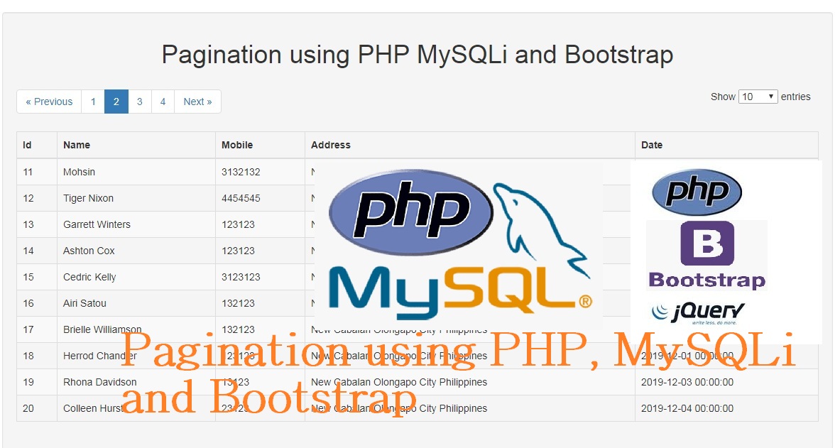Pagination using PHP, MySQLi and Bootstrap | Tutorial101