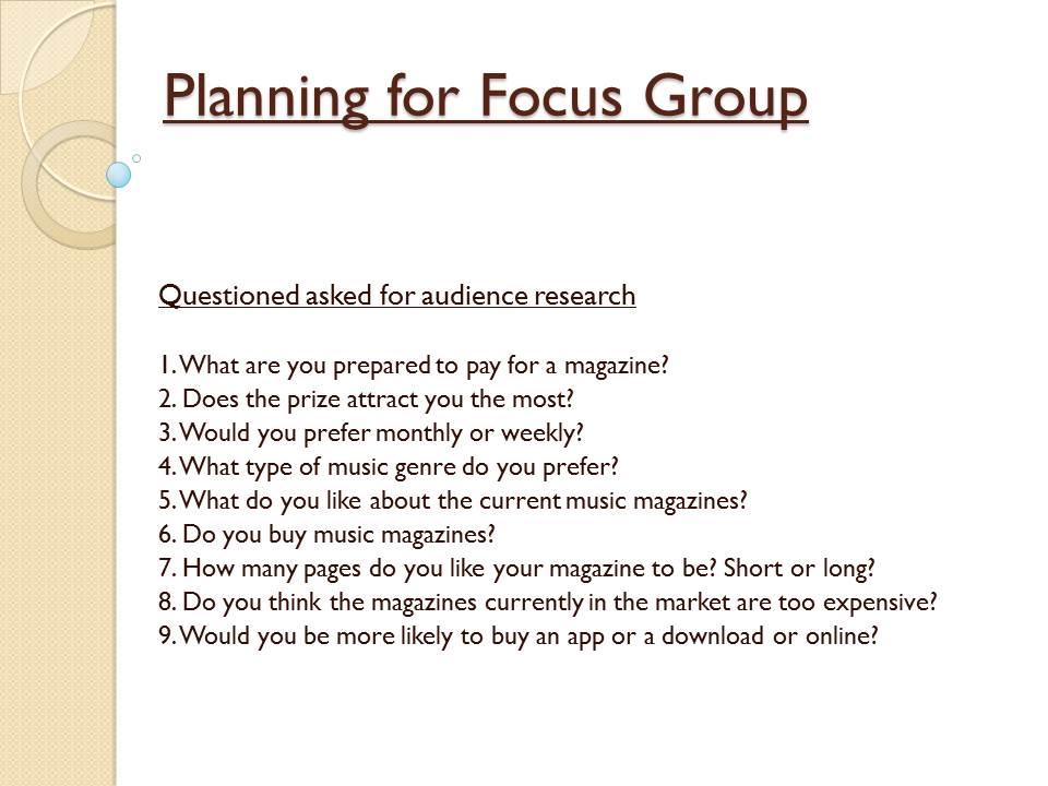 As Media Emma Barker: Planning for focus group
