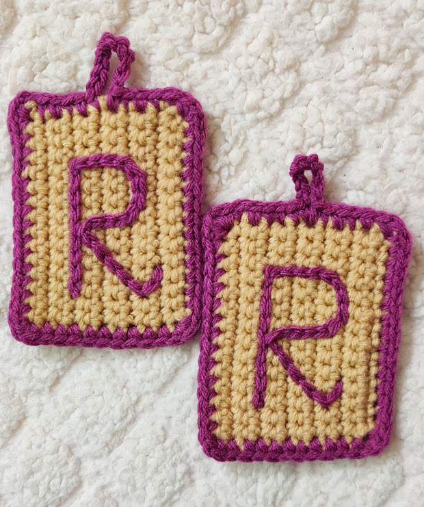 Raji's Craft Hobby: Surface Slip Stitch Crochet Name Tags