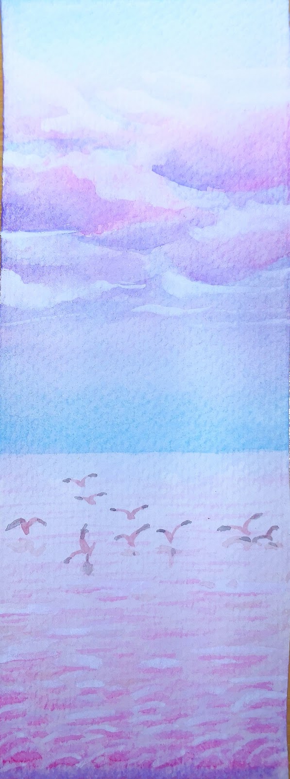 How to draw pink style landscape - HiArt