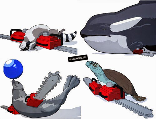 "Can't lose / Can't gain" Paintings of Animals with chainsaws for limbs ...