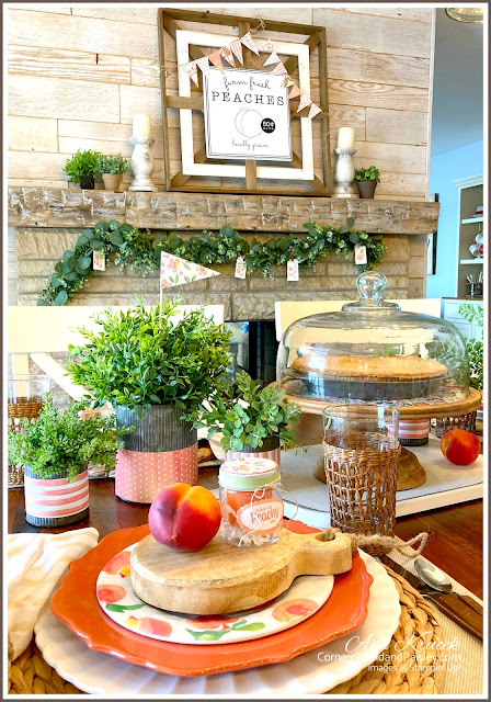 Sweet Peach Summer Table - Corner of Plaid and Paisley