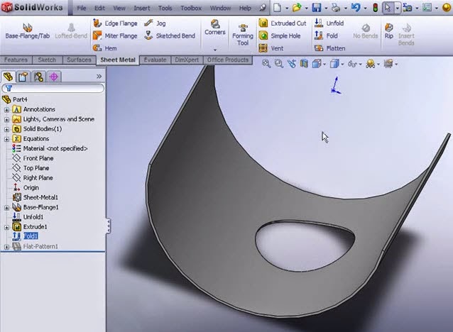 How to create a simple rolled sheetmetal part with SolidWorks Sheet ...