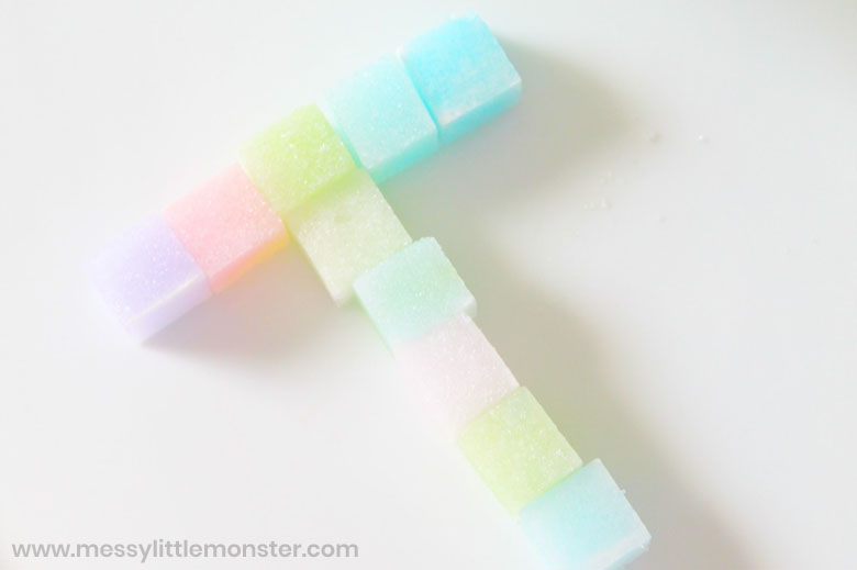 Coloured Sugar Cubes Science Project - Messy Little Monster