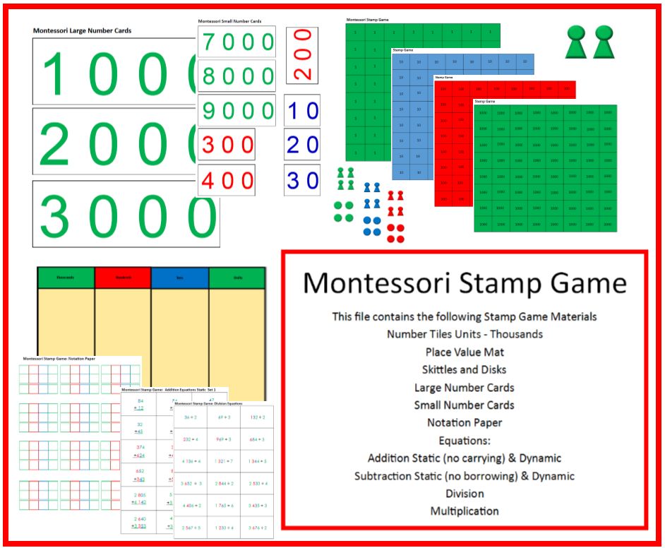 Montessori Stamp Game, Montessori Math At Home - "Making Montessori Ours"