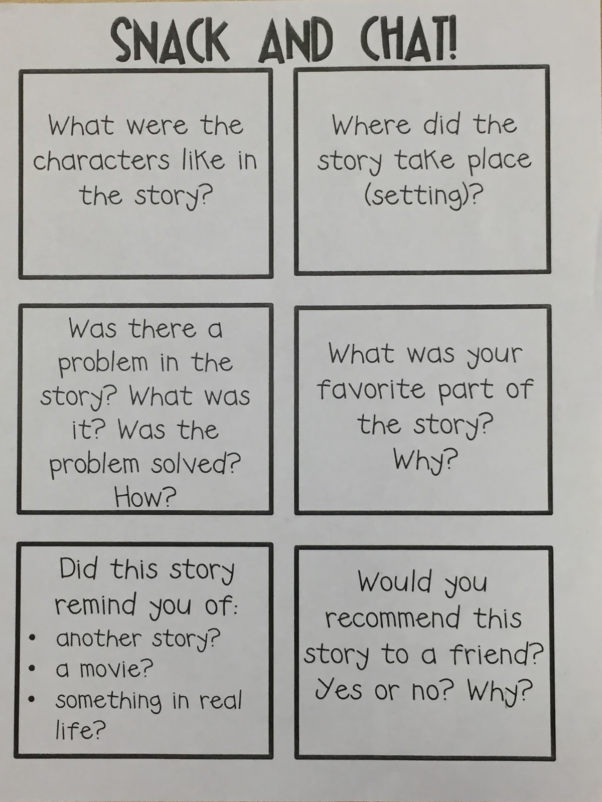 For the Love of First Grade: Get the Crazies OUT With Snack and Chat