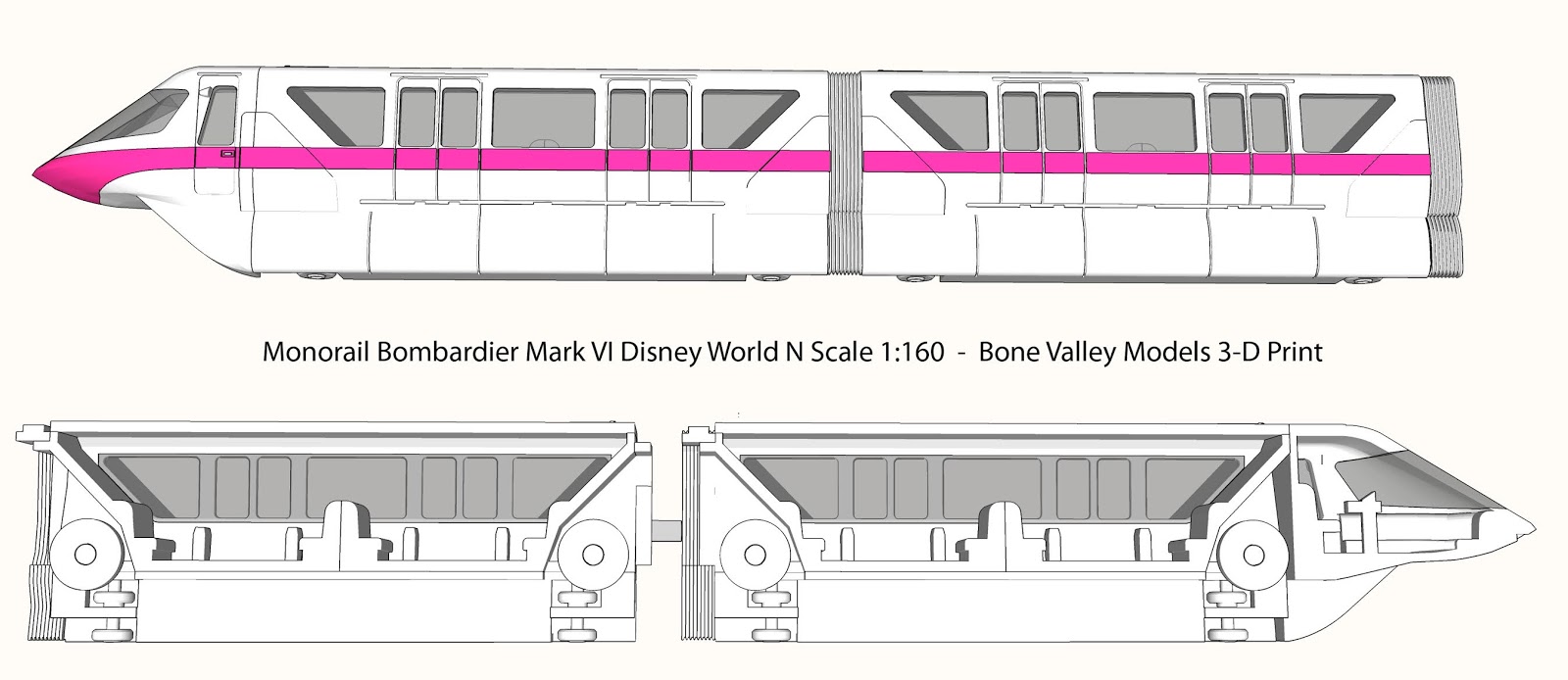Bone Valley Modeler: Monorail Bombardier Mark VI N Scale 1:160 Disney World