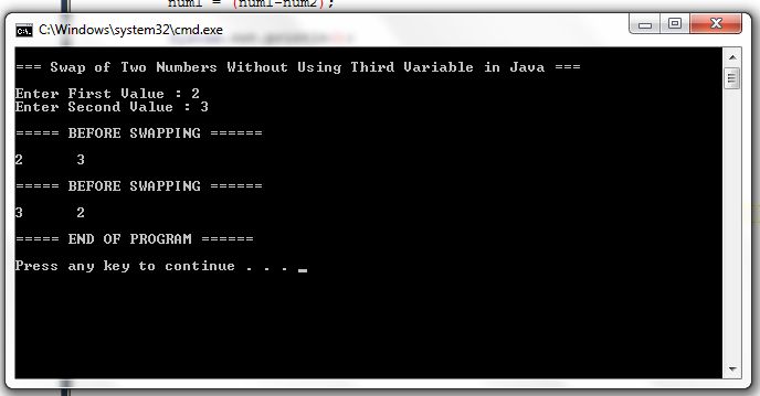 Free Programming Source Codes And Computer Programming Tutorials Swap Of Two Numbers Without