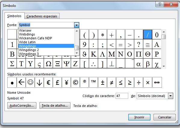 Informática para Professores e Alunos: Inserir Símbolos no documento