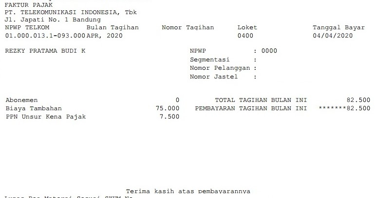 Pembayaran Indihome Bulan Pertama - Rezky Pratama Blog