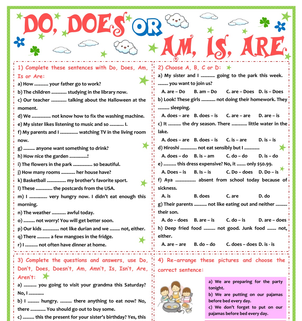 Worksheet for Children and Beginner - Auxiliary Verbs - Do, Does, Am ... Worksheet for Children and Beginner - Auxiliary Verbs - Do, Does, Am ...