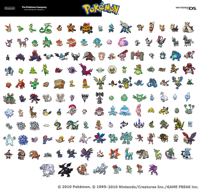 Animais e pokemons: Pokemons de unova