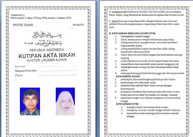 Contoh Buku Akta Nikah / Kutipan Akta Nikah - TUKANG NGETIK