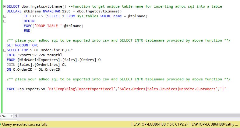 All about SQLServer: SQL Server export adhoc SQL or table to CSV file