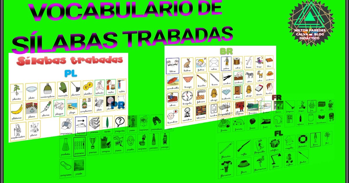 VOCABULARIO DE SÍLABAS TRABADAS - MILTON PAREDES CALVA-BLOG DIDACTICO