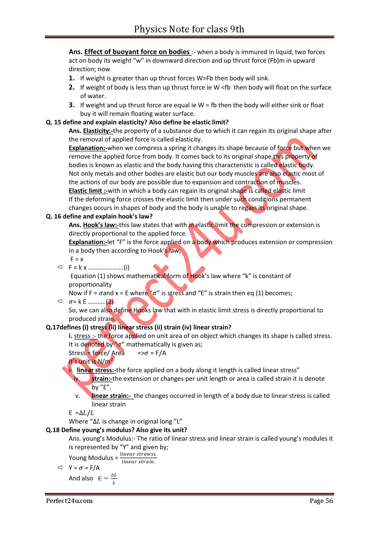 Physics Notes for Class 9th
