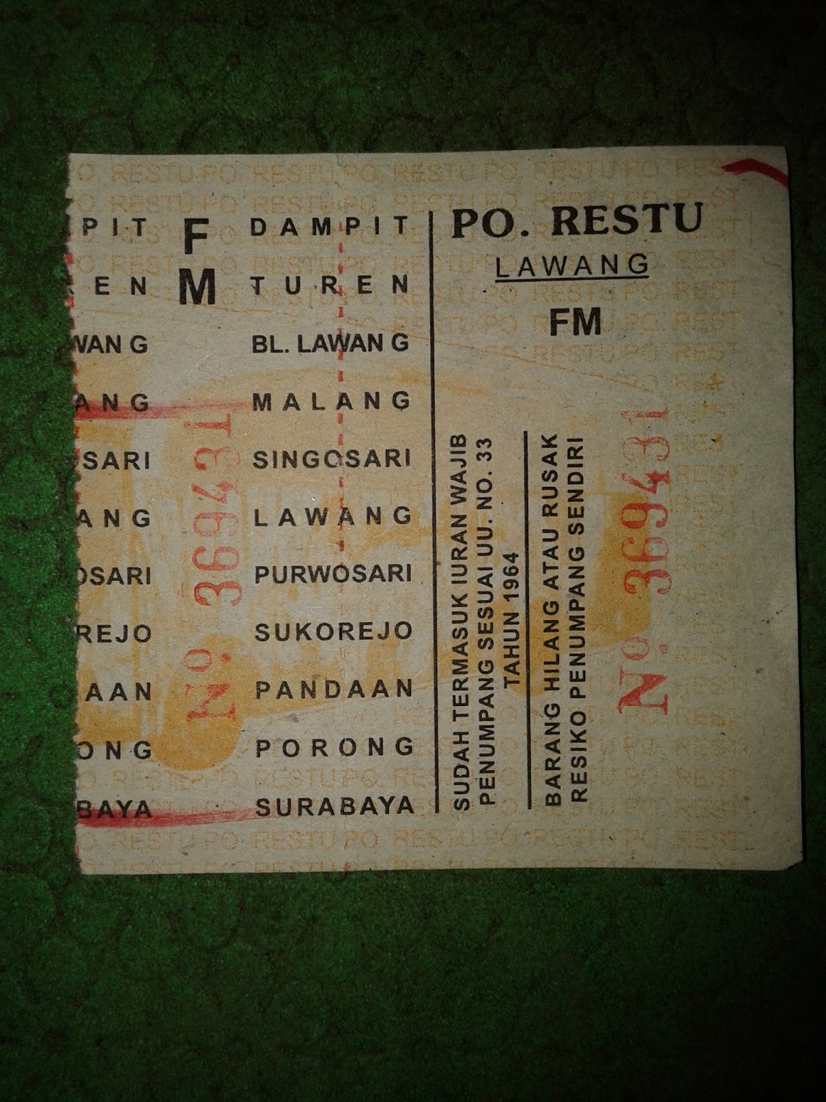 Caper Touring "One Stop Journey": Koleksi Karcis Bus