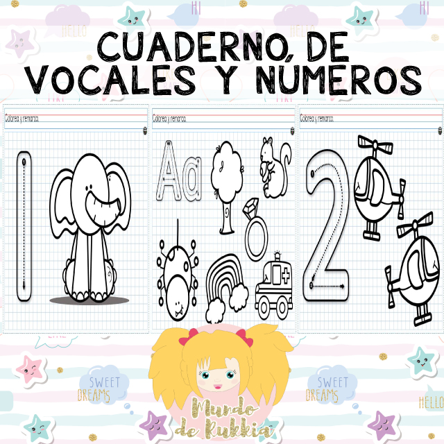 Cuaderno de Vocales y Números | Mundo de Rukkia