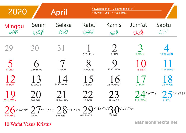 Tren Gaya 21+ Kalender Bulan April 2020