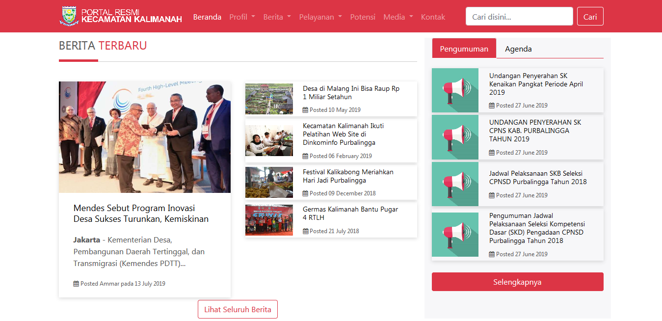Source Code PHP Portal Informasi Kecamatan Berbasis Web dengan CI