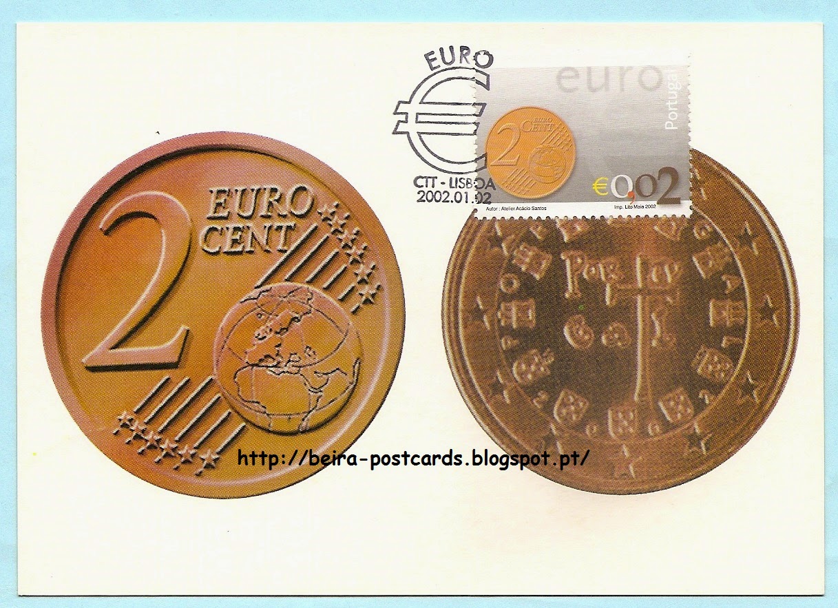 BEIRA POSTCARDS & STAMPS: PORTUGAL - 2 EURO CENTS COIN MAXIMUM CARD