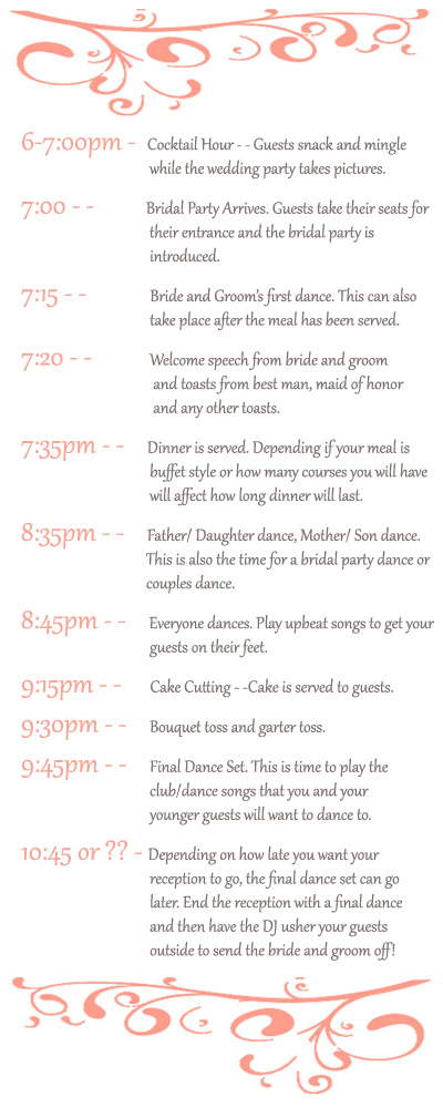 Stay On Time On The Big Day Planning Your Wedding Reception Timeline Stay On Time On The Big Day Planning Your Wedding Reception Timeline