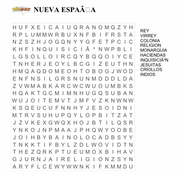 SOPA DE LETRAS (NUEVA ESPAÑA)