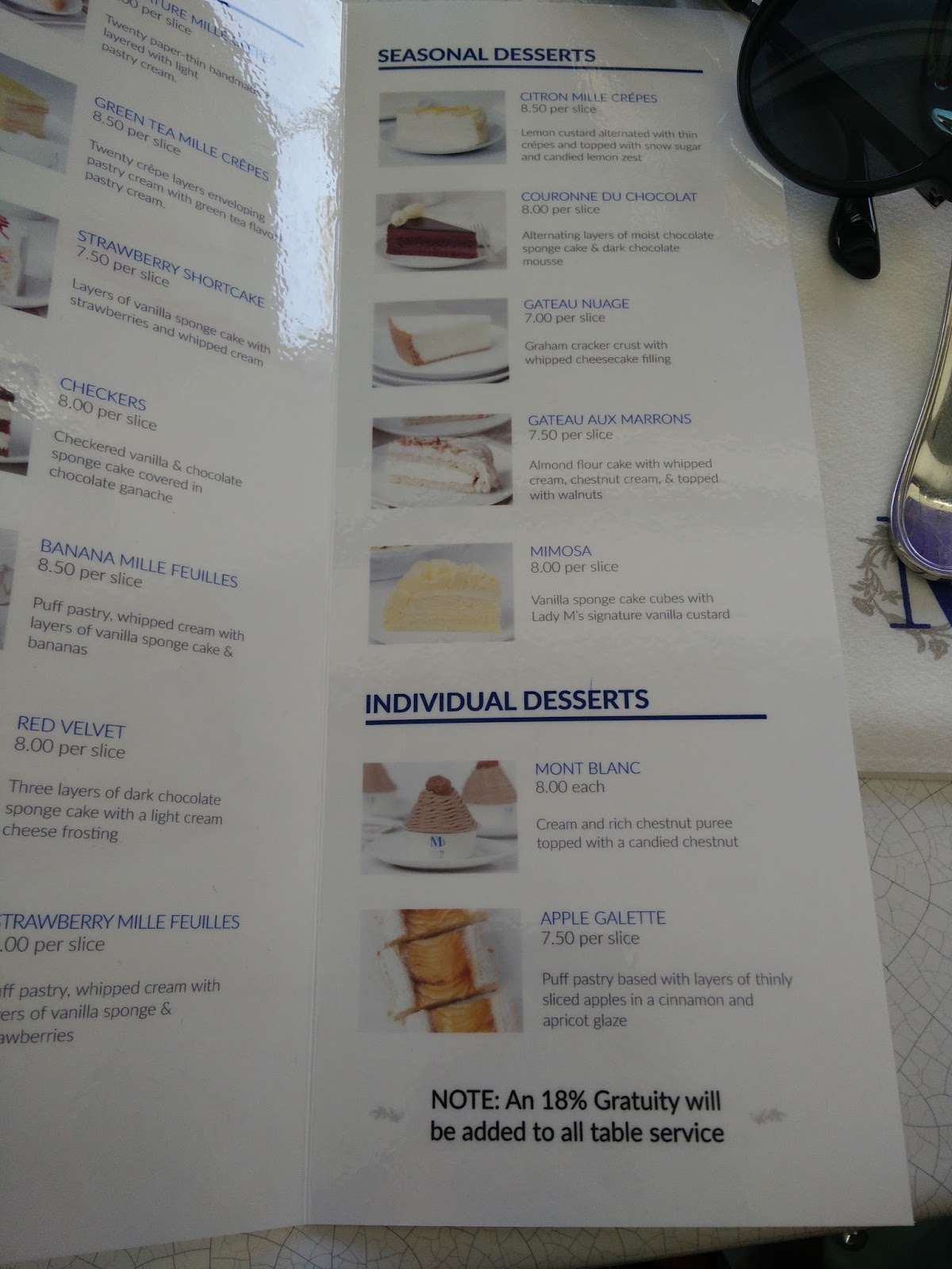 Lady M Cake Boutique (Los Angeles, CA) - Bay Area Menu Files