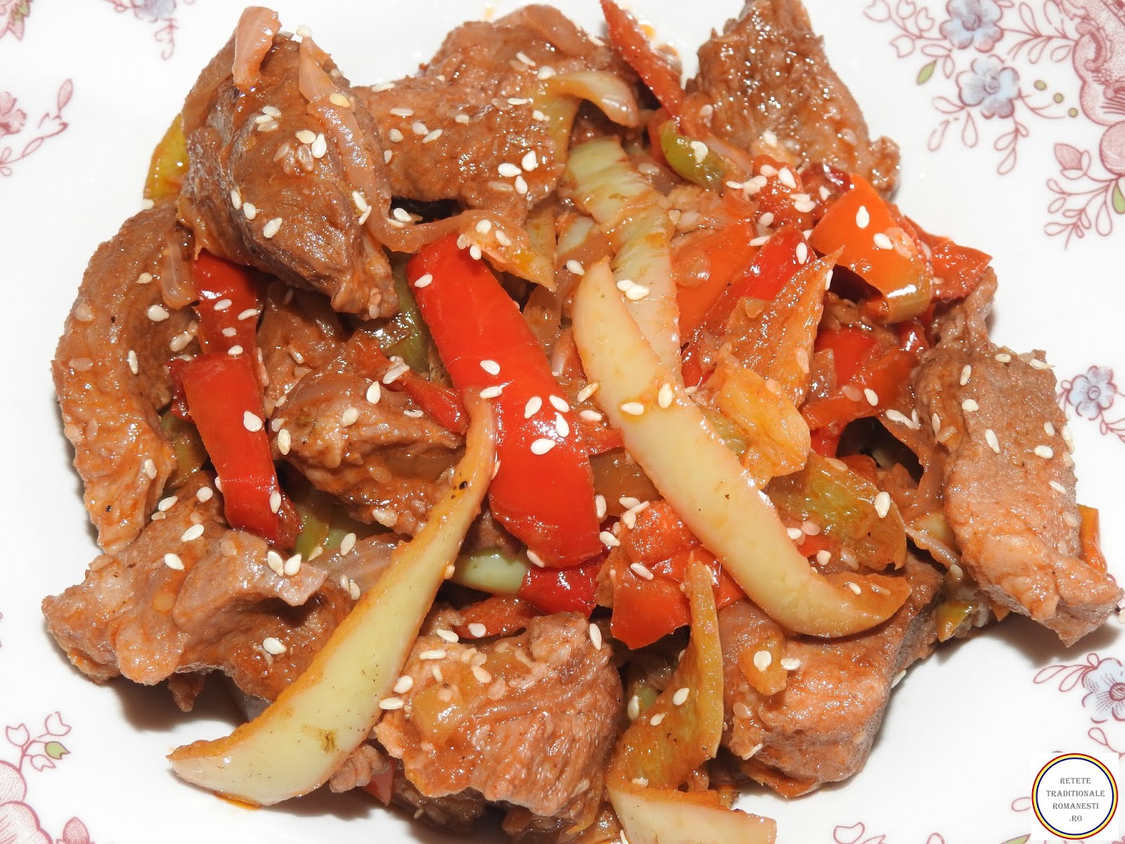 Porc cu legume si susan reteta | Retetetraditionaleromanesti.ro