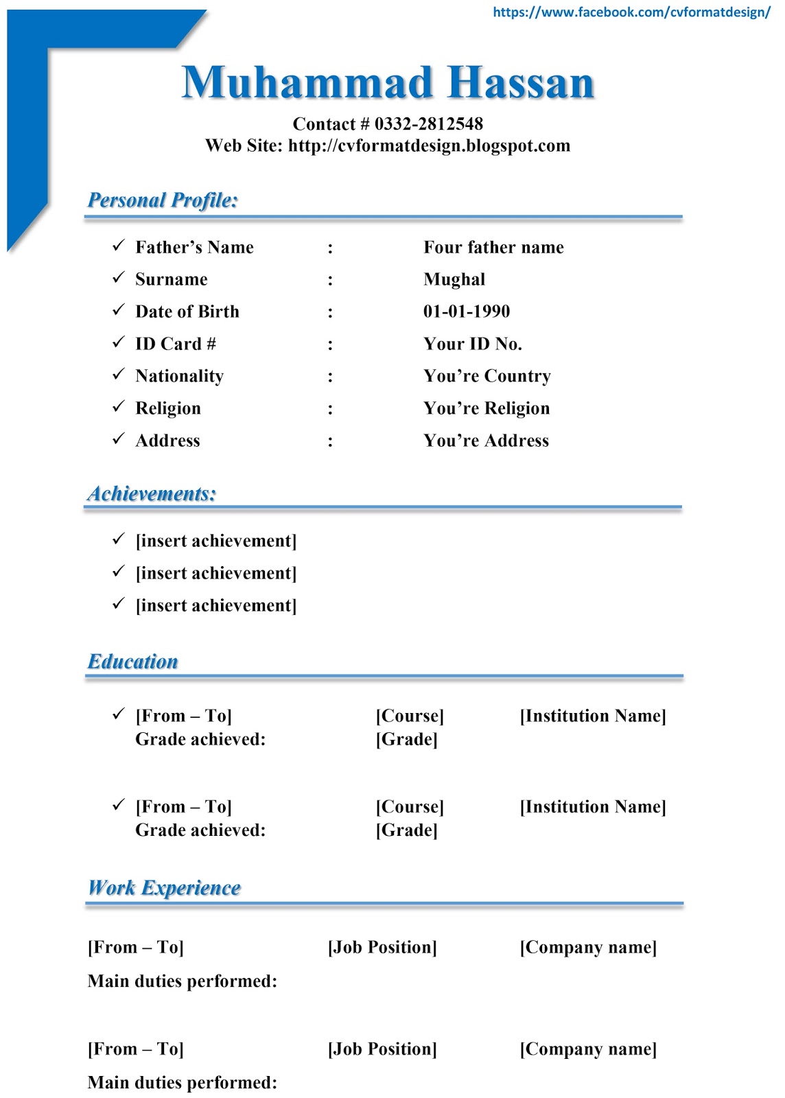 CV Formats Design: new latest cv formats, latest cv formats, resume in ...