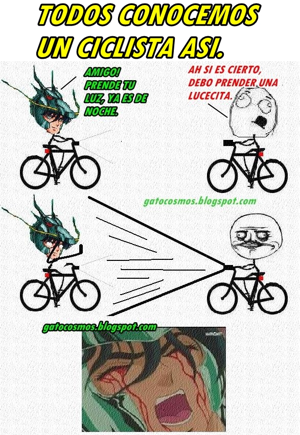 Memes: ciclistas y sus luces, dragon Shiryu ciego. - Gatocosmos - el ...
