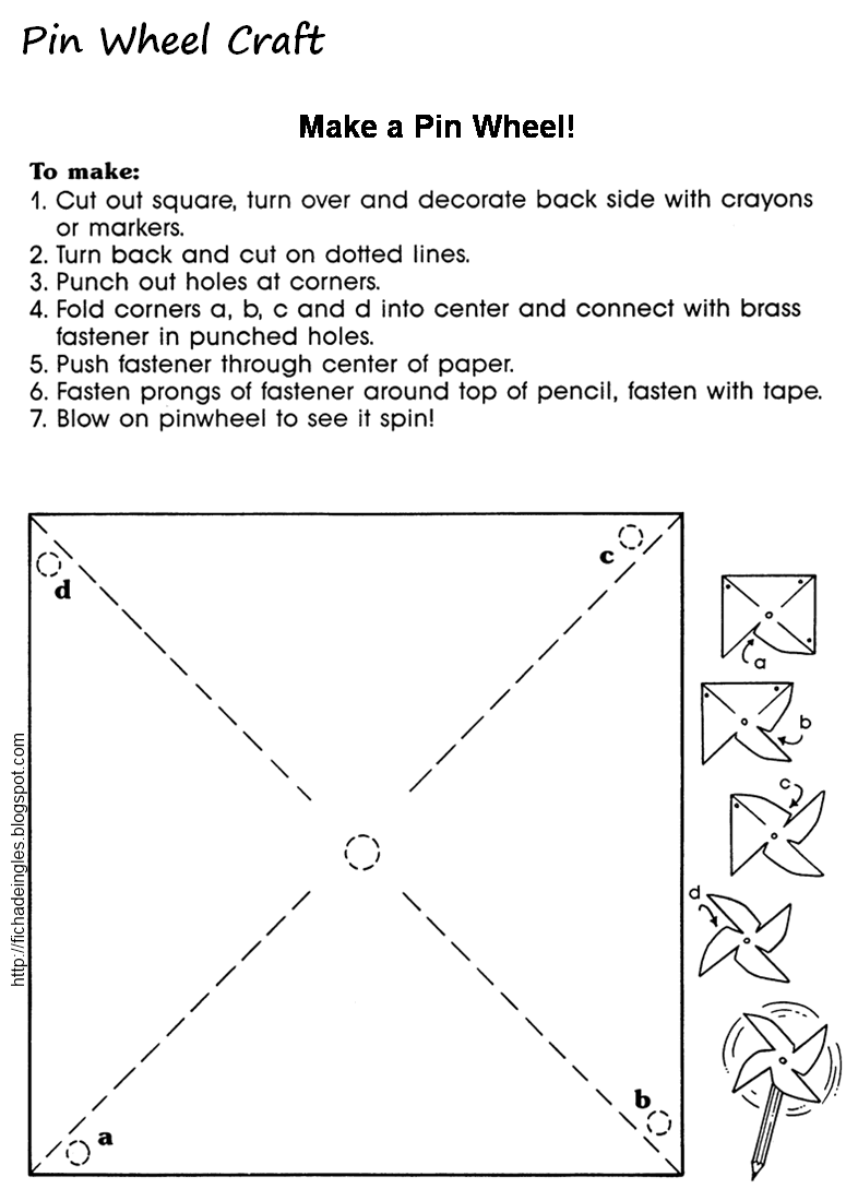 Fichas de Inglés para niños: Pinwheel Craft