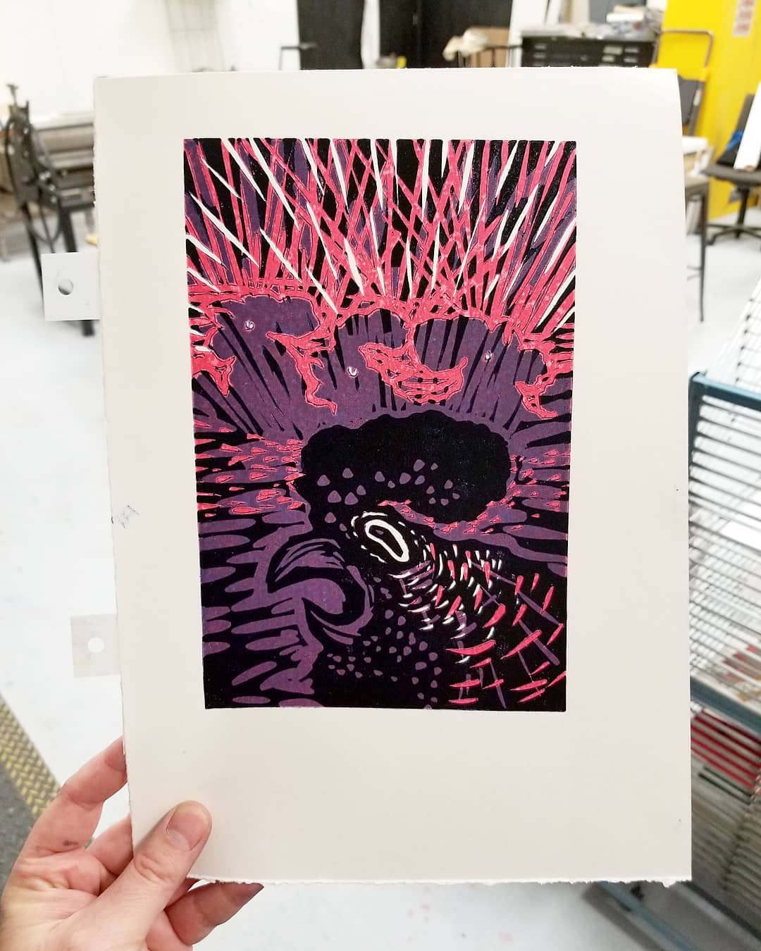 JESSE SHAW: Round of demos, linocut with craft foam stamp, color ...