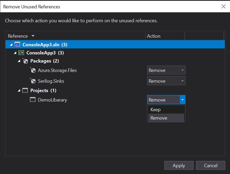 Tidy up - Unused Project and Nuget package reference using Visual ...