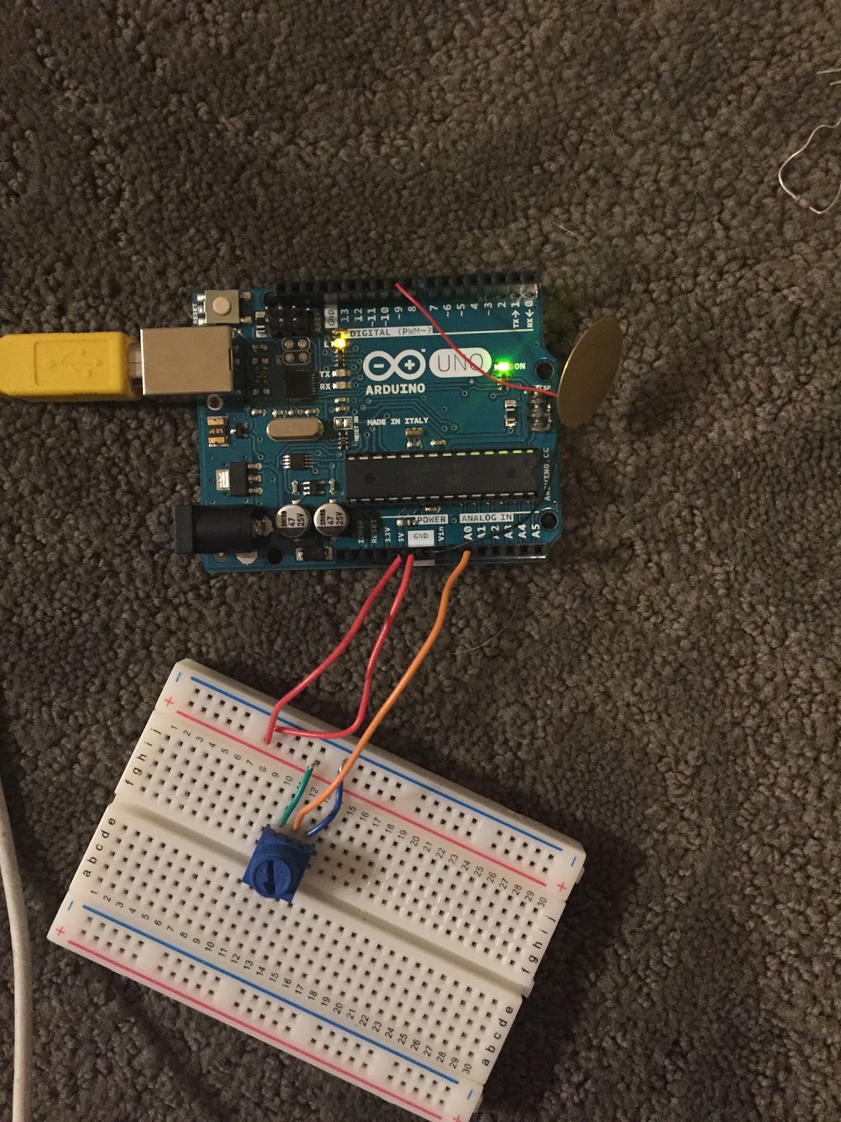 Arduino Photos: Piezo/Potentiometer Circuit