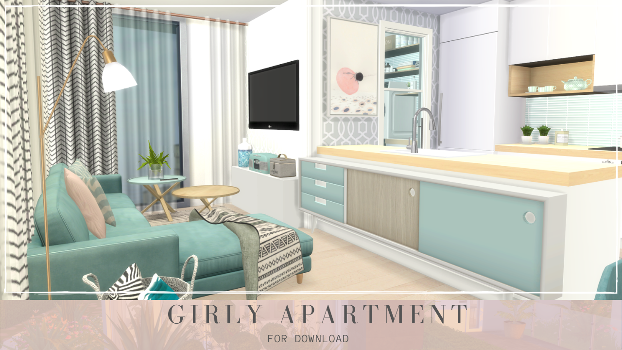 GIRLY APARTMENT + DOWNLOAD + TOUR + CC CREATORS | The Sims 4 | - Dinha