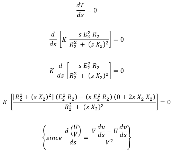 Maximum Torque Condition of Induction Motor & Expression