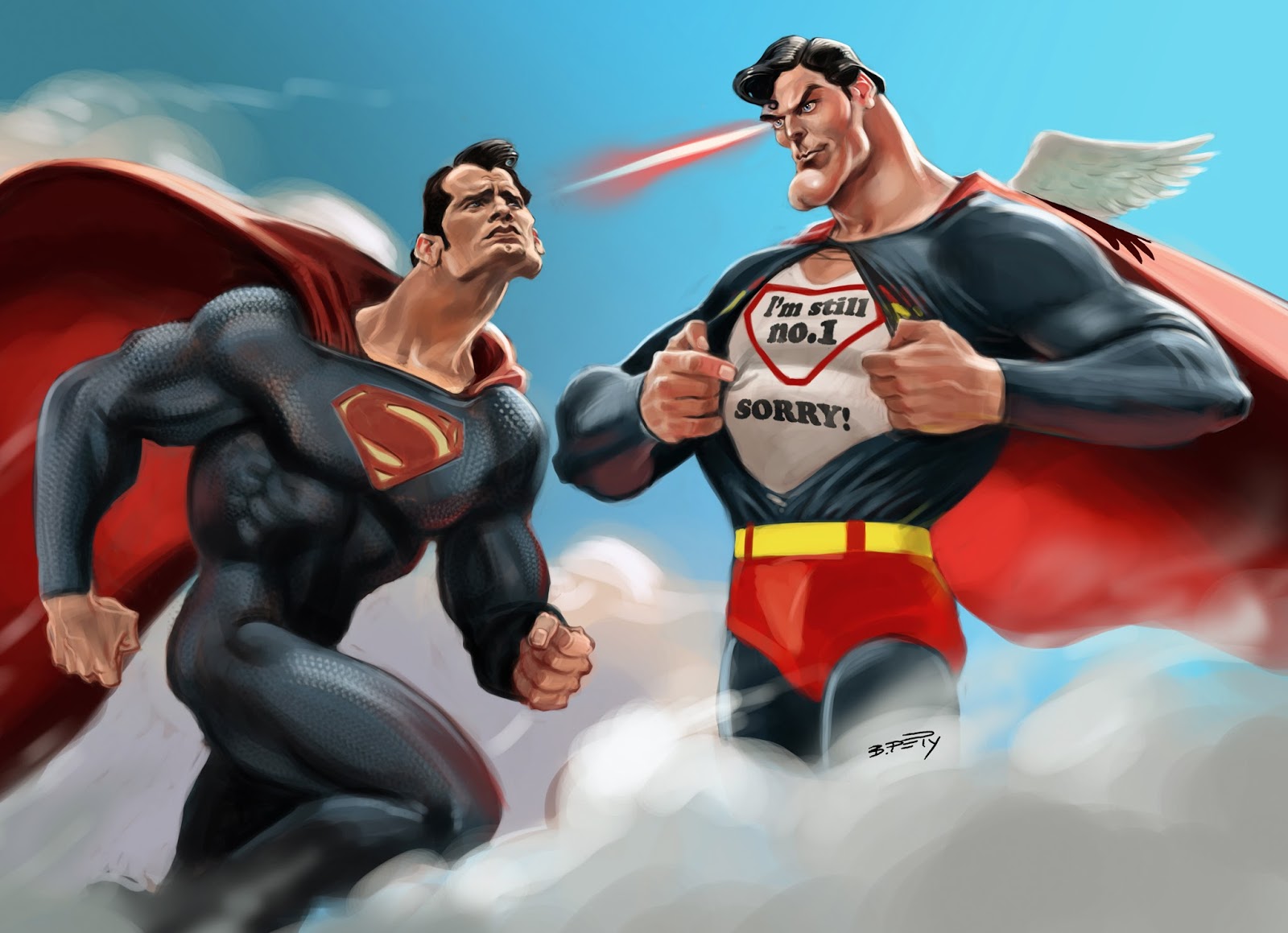 Superman vs. Superman. Henry Cavill and Christopher Reeve.