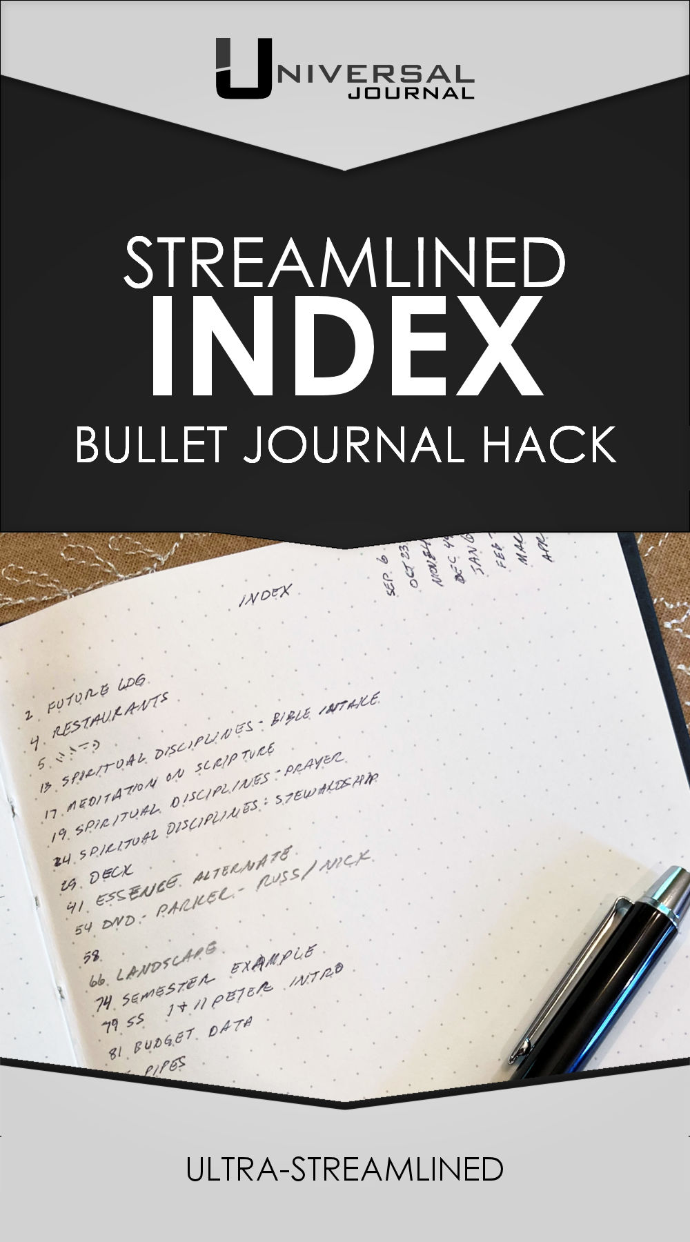 Streamlined Bullet Journal Index