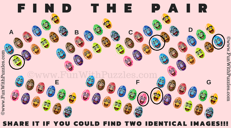 Find the Pair Picture Riddle: Easter Egg Matching Puzzle