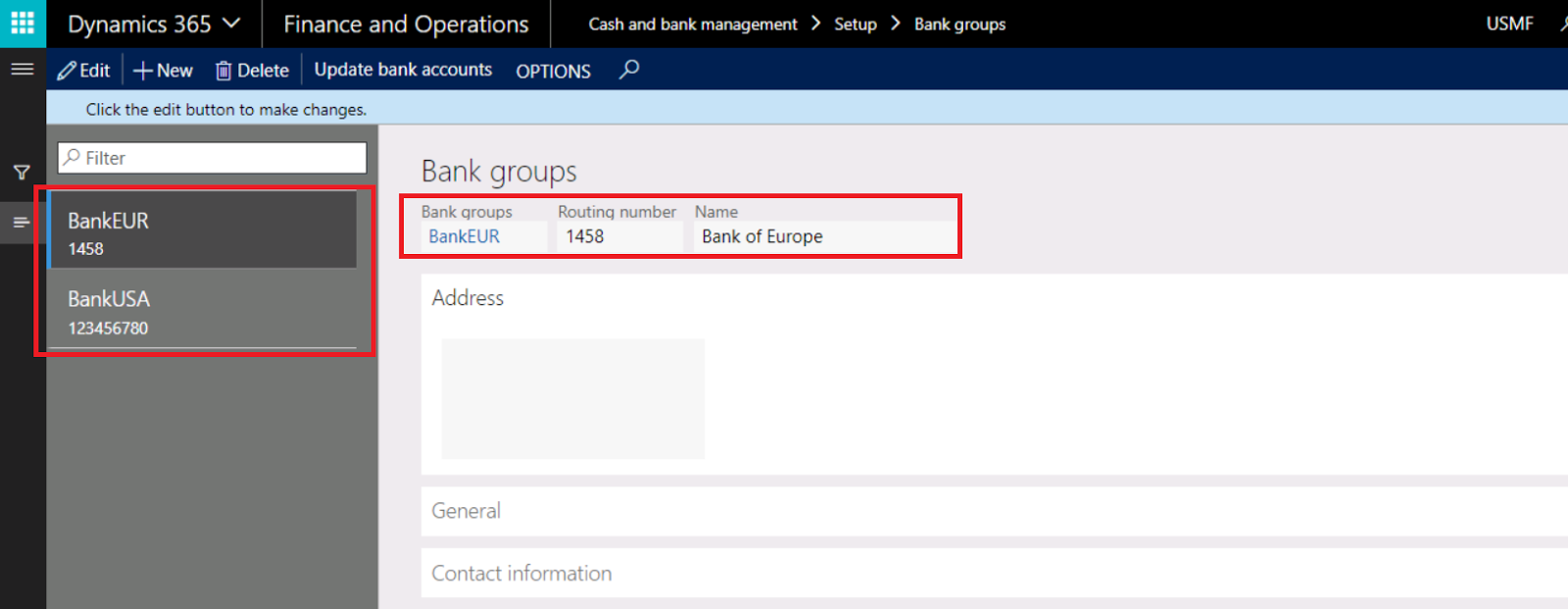 How to create bank account in Dynamics 365?