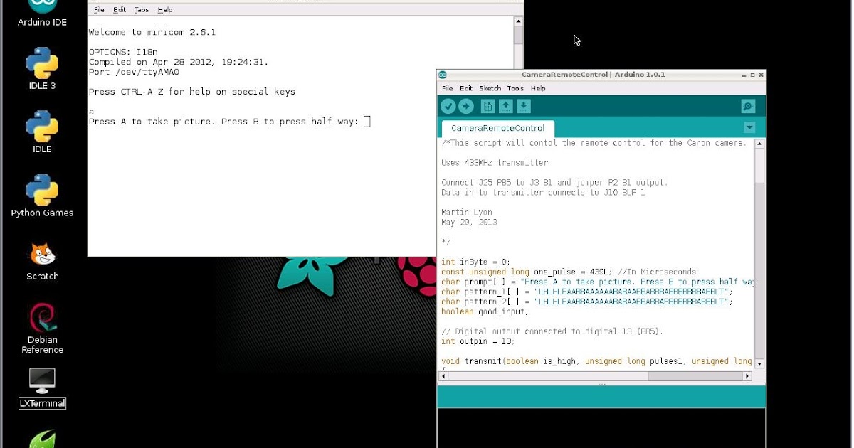 The Pi & I: Gertboard - Camera Remote Control - Arduino Sketch #1