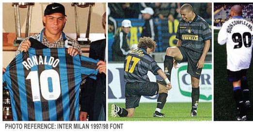 Football teams shirt and kits fan: Font Inter Milan 1997-98 Completed
